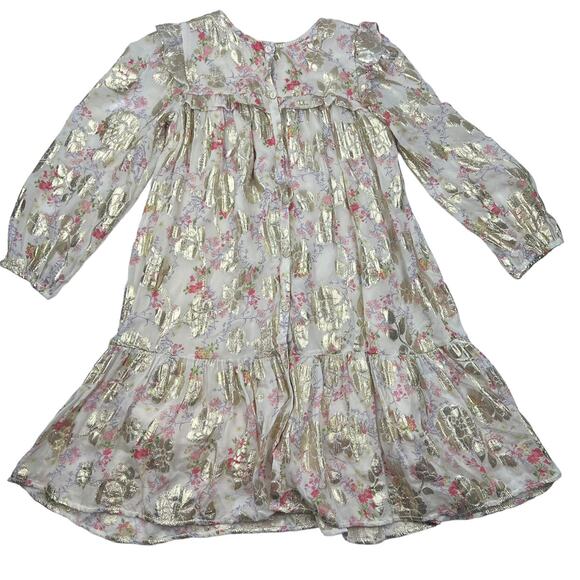 Zara | Dresses | Zara Shimmer Gold Flower Dress | Poshmark